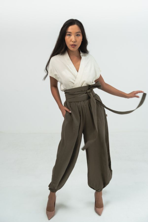 ARIAKE Linen Tobi Pants and Obi Belt V2 - Moss – Finix Wear